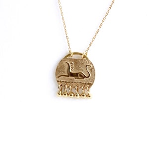 Engraved Sphinx Pendant, Engraved Sphinx Necklace, Engraved Gold ...