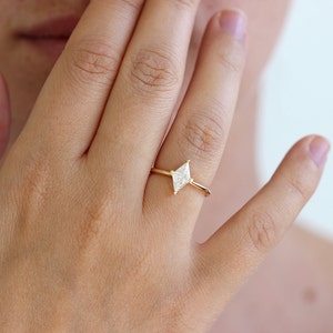 Bridal Diamond Wedding Set, Diamond Rhombus Ring, Modern Engagement ...