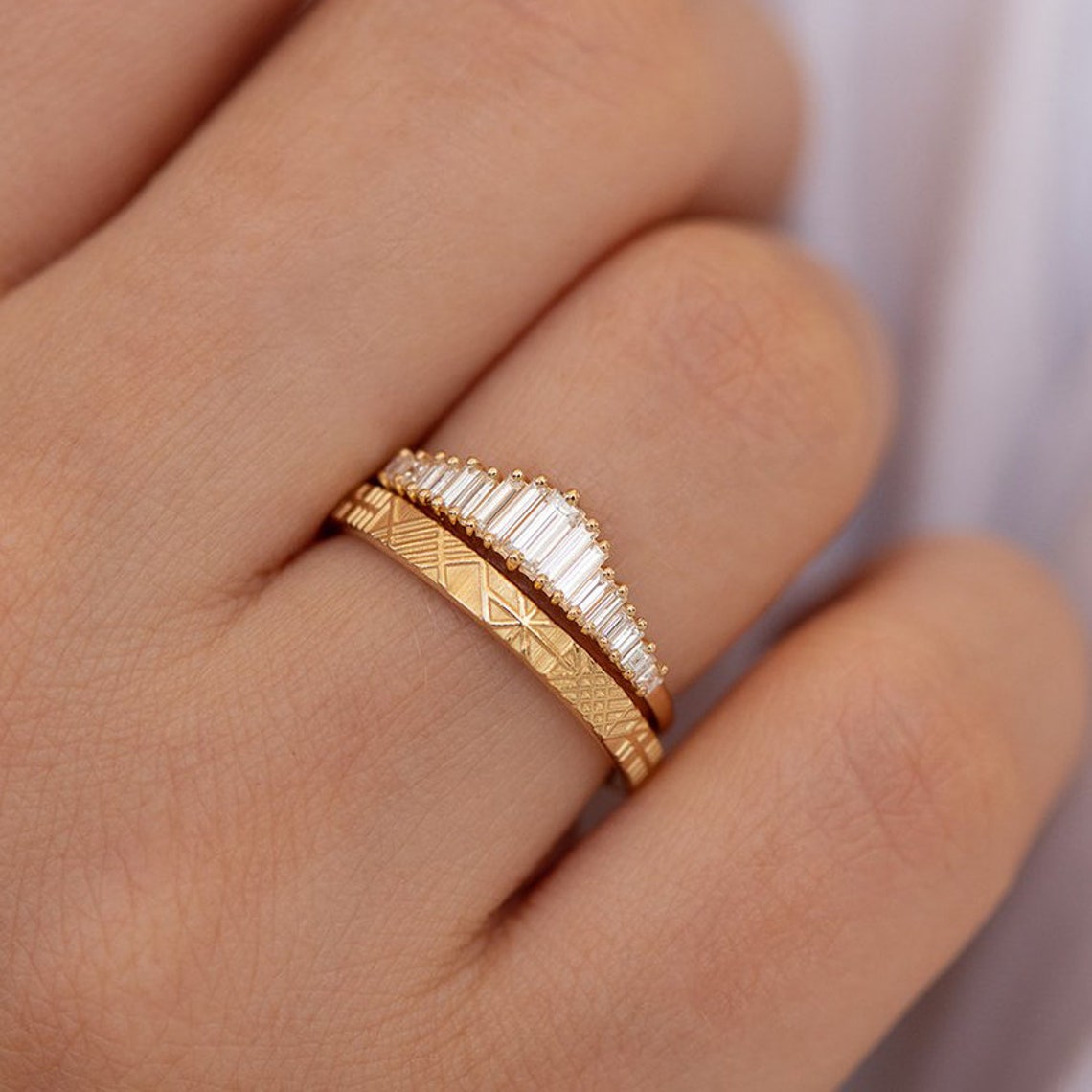 Unique Geometric Wedding Ring | Etsy