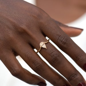 Floating Pear Cut Diamond Engagement Ring in a Classic Style - Etsy