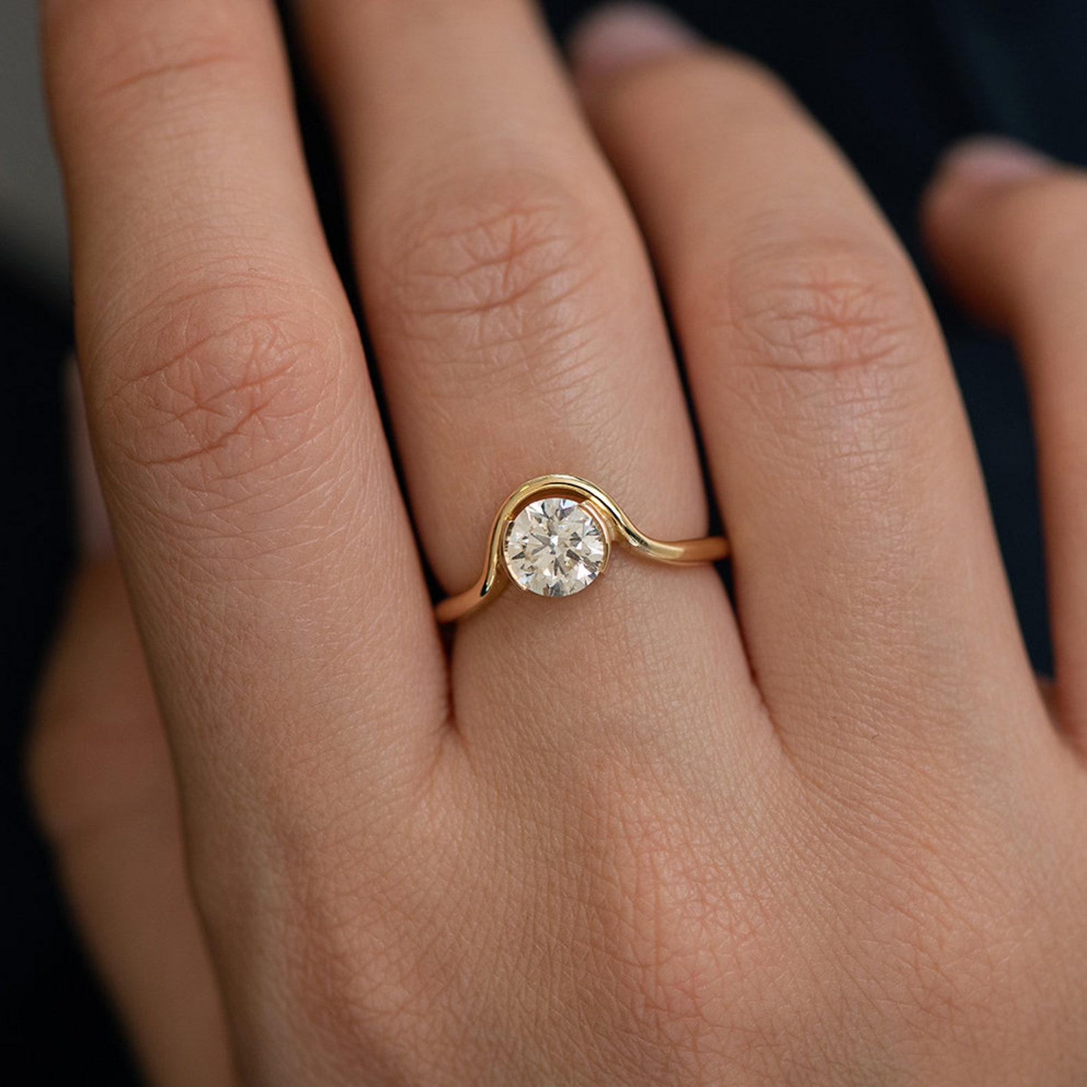 One Carat Round Diamond Ring - Solitaire Engagement Ring - Etsy