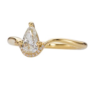 Floating Pear Cut Diamond Engagement Ring in a Classic Style - Etsy