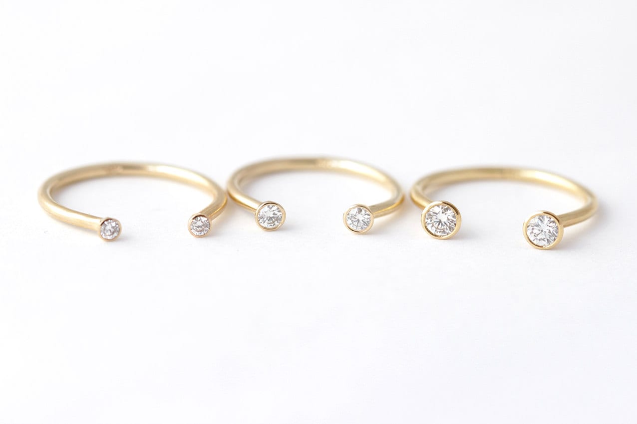 Dual Stone Ring Diamond Wedding Ring Open Ring Open | Etsy UK