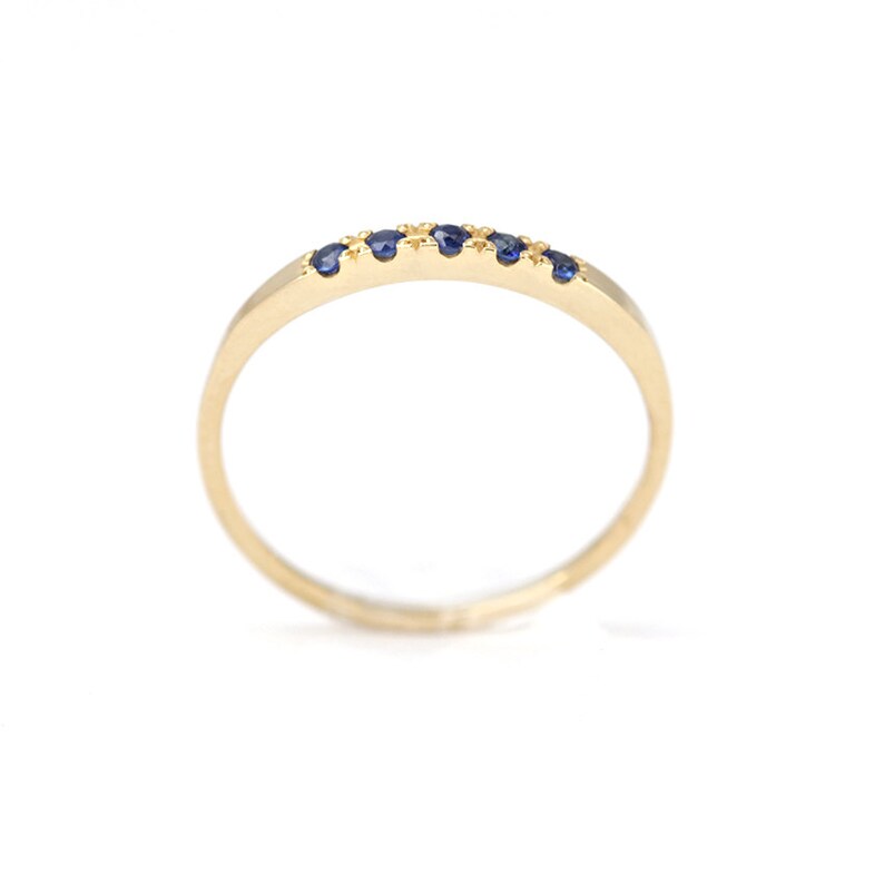 Tiny Sapphire Wedding Ring Dainty Blue Ring Deep Blue | Etsy
