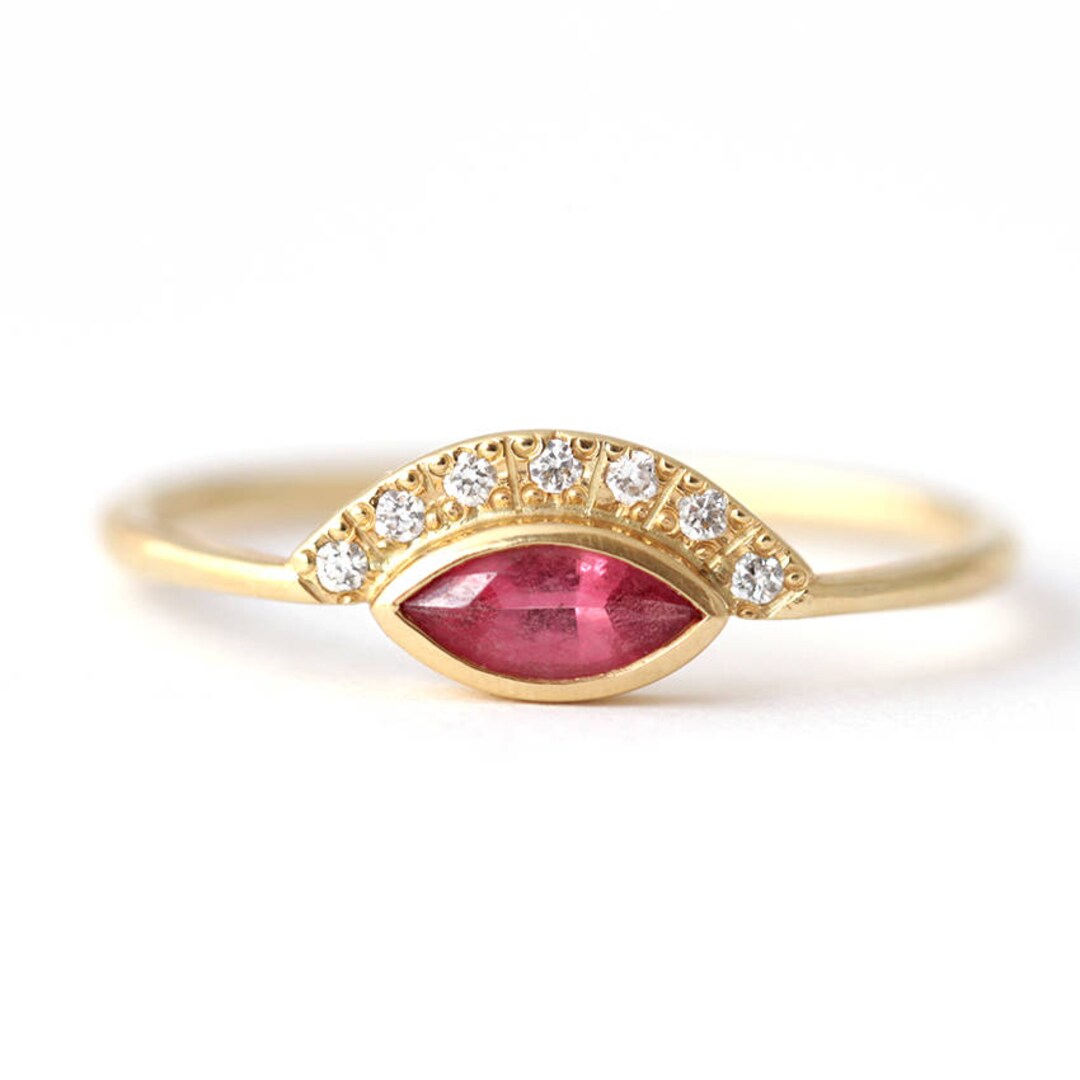 Pink Spinel Ring With Pave Diamonds - Etsy