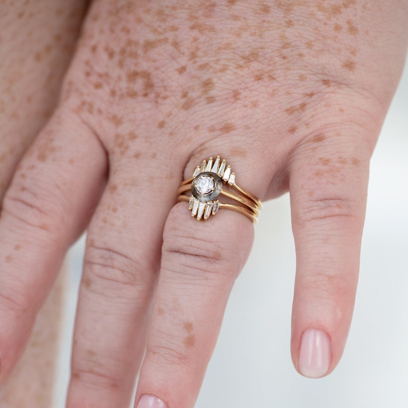 Nesting Wedding Ring With Baguette Diamonds S - Etsy