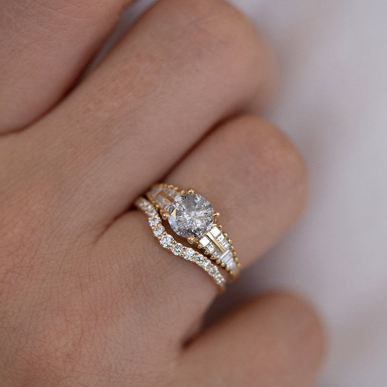 Curved Diamond Wedding Ring Nesting Ring | Etsy