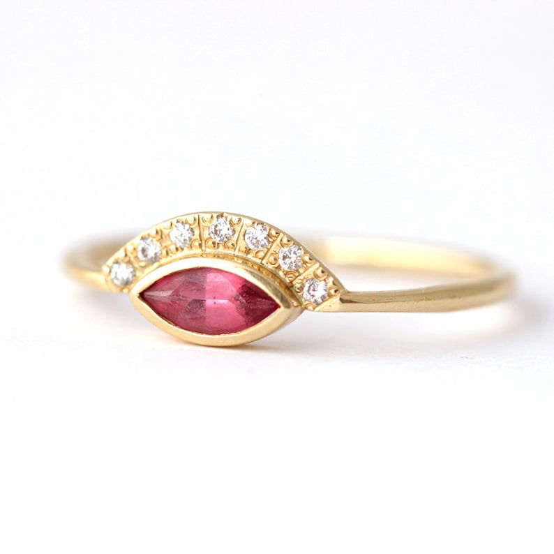 Pink Spinel Ring With Pave Diamonds - Etsy