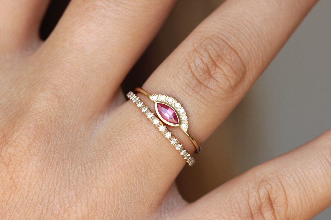 Pink Spinel Ring With Pave Diamonds - Etsy