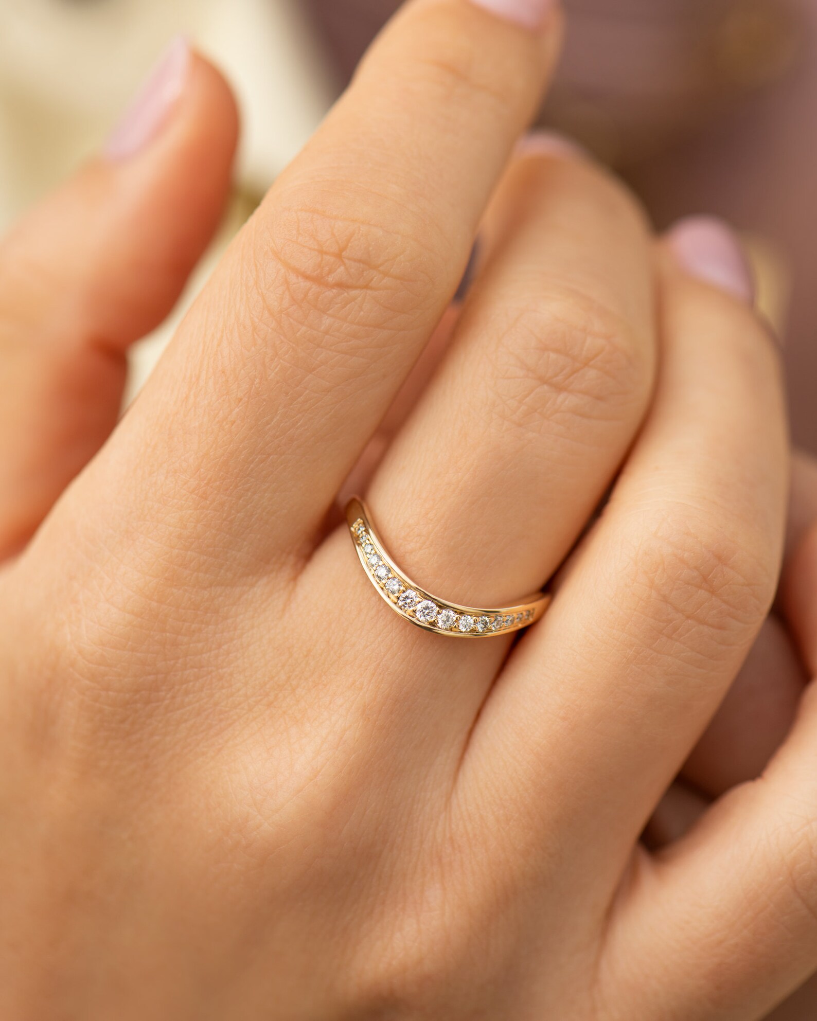 Elliptic Curve Brilliant Diamond Wedding Band - Etsy