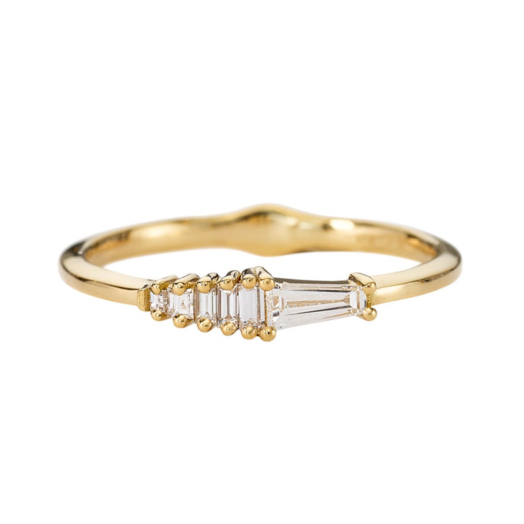 Dainty Trapeze Diamond Ring - Geometric Cluster Ring - Etsy