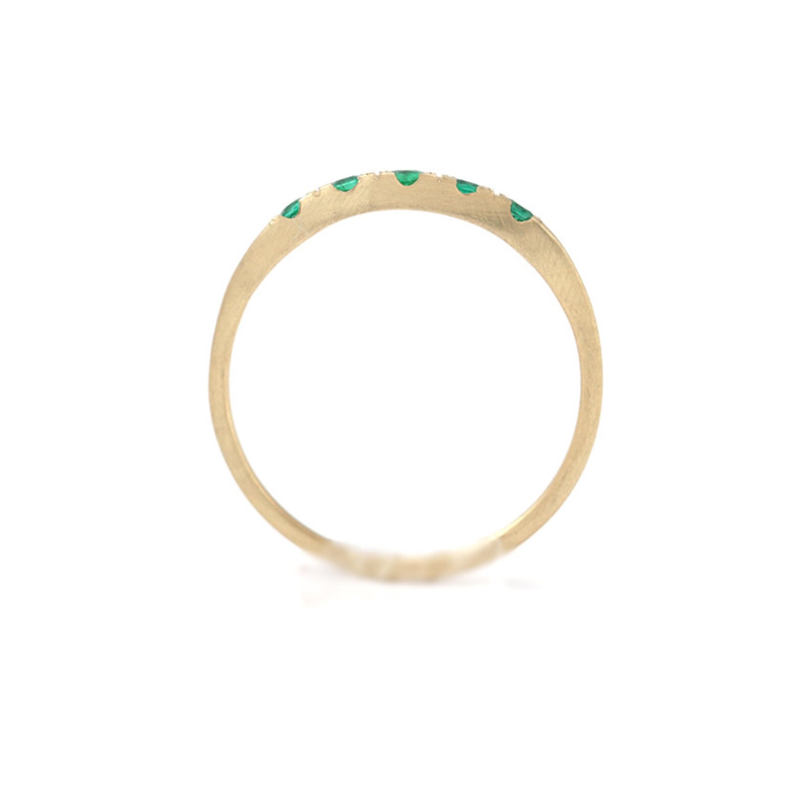 Tiny Emeralds Ring Emerald Ring Band Gold Emerald Wedding - Etsy