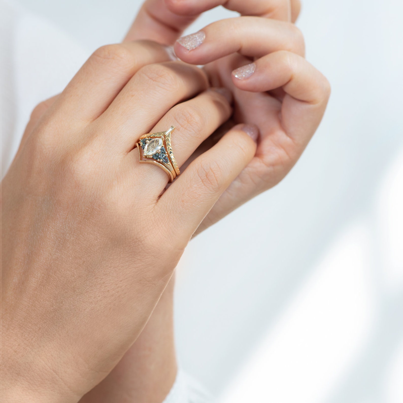 Chevron Wedding Band With Tapered Diamond | Etsy