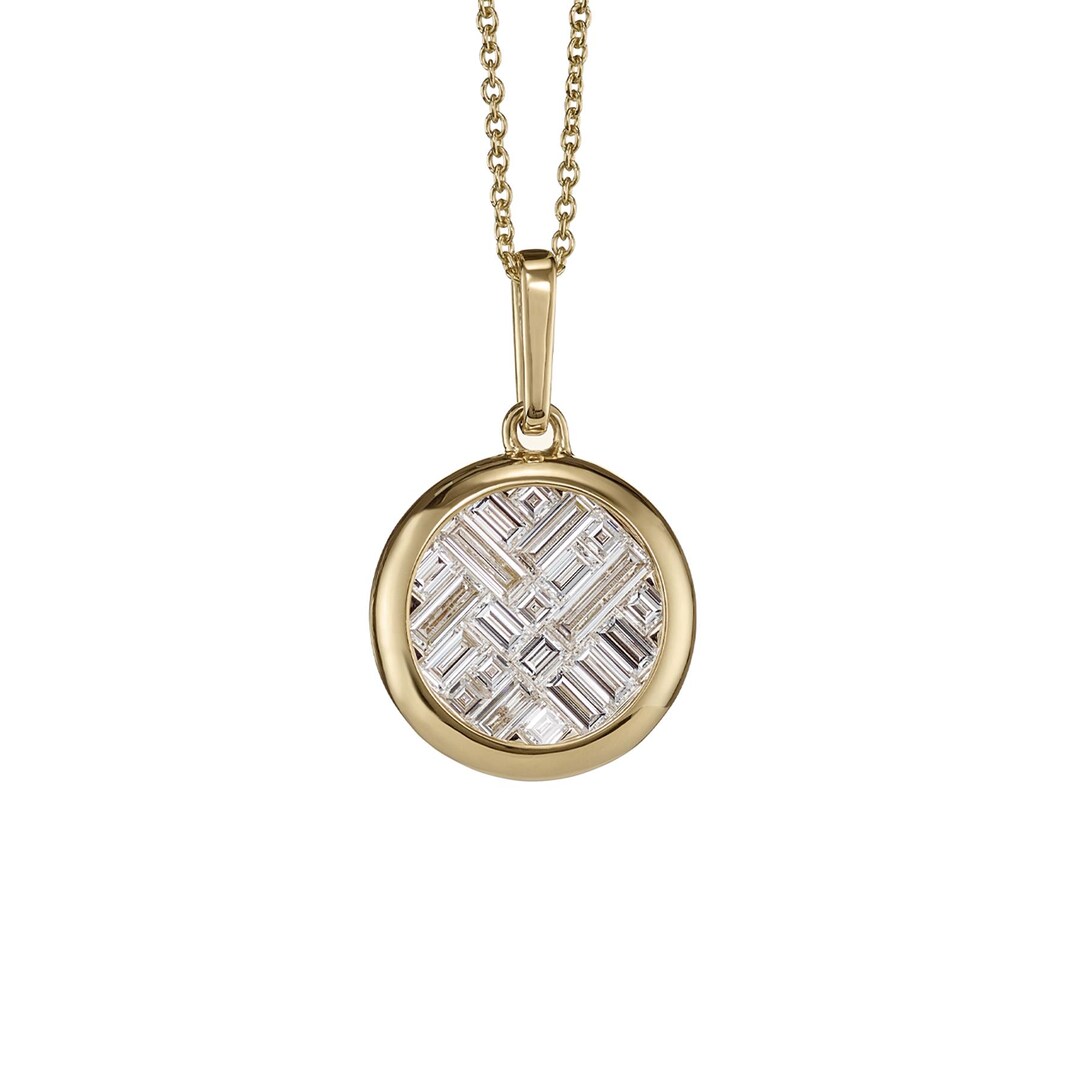 Lattice Invisible Set Diamond Pendant Necklace - Etsy