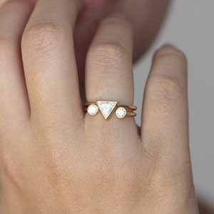 Dual Stone Ring, Horseshoe Wedding Band, Open Wedding Ring, Tiny ...