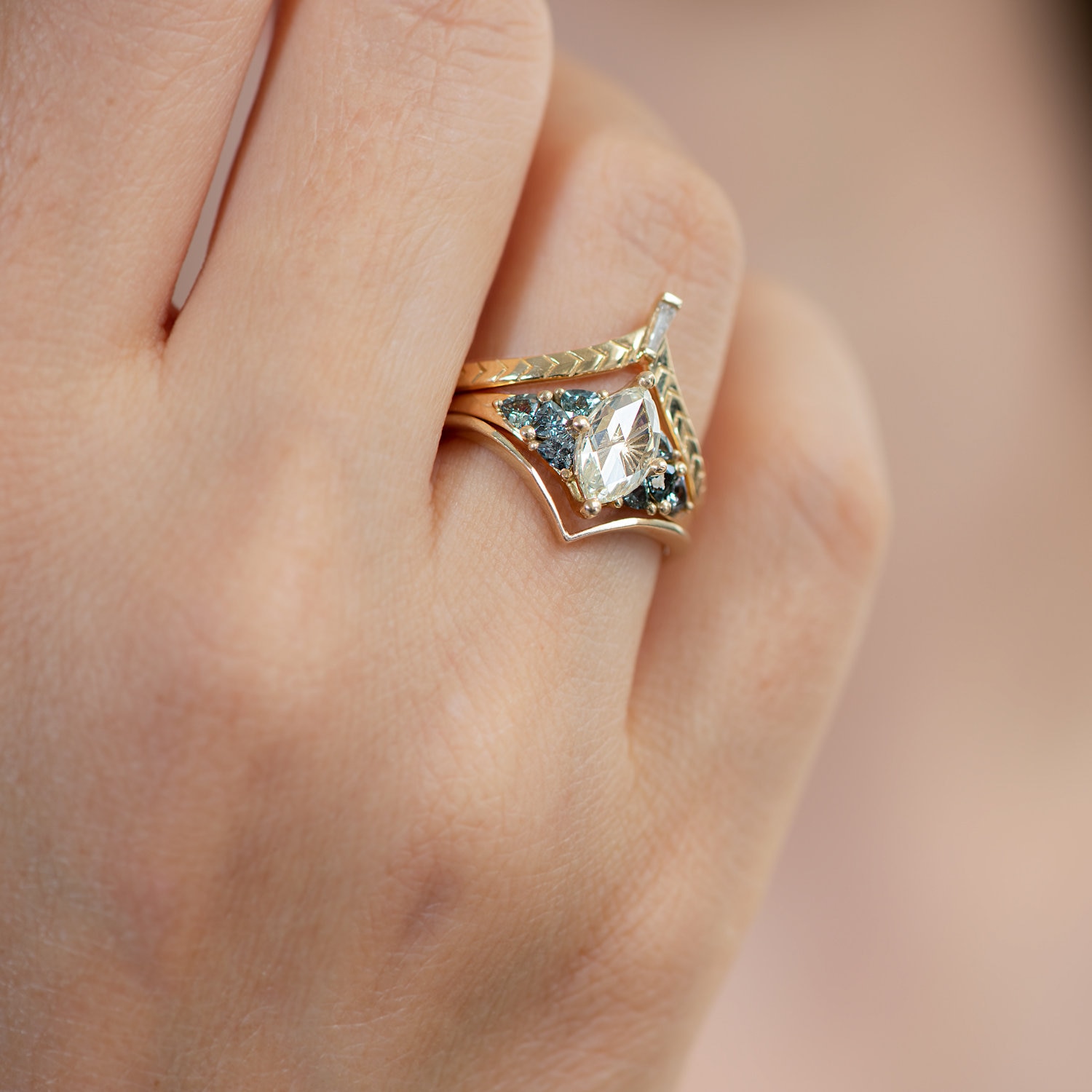 Chevron Wedding Band With Tapered Diamond - Etsy