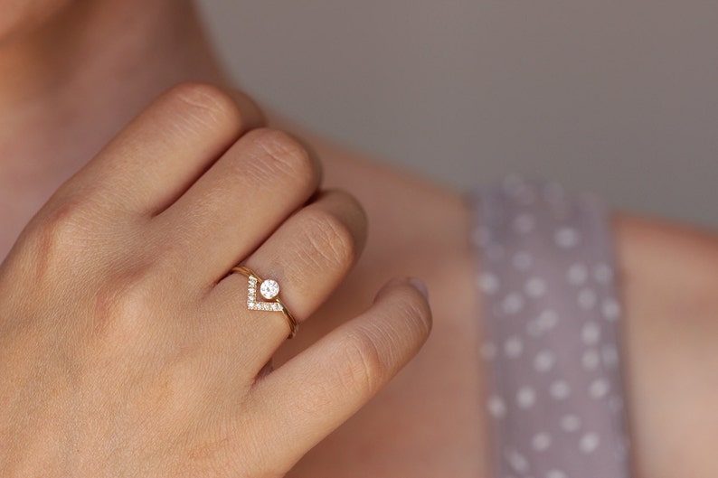 Simple Wedding Ring Set Bespoke Engagement Ring Minimalist | Etsy