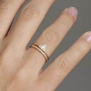 Trillion Diamond Ring, Triangle Diamond Engagement Ring, Bezel ...