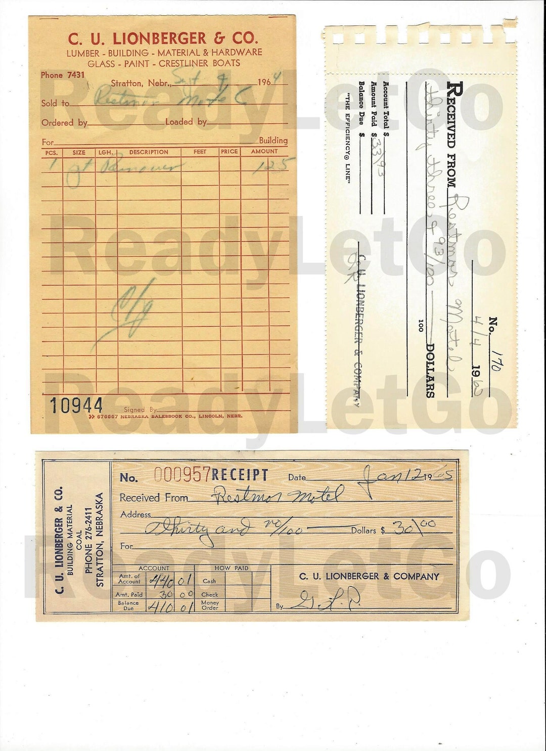 Vintage Receipts DIGITAL Ephemera Invoice Bills Handwritten 1960S Junk ...