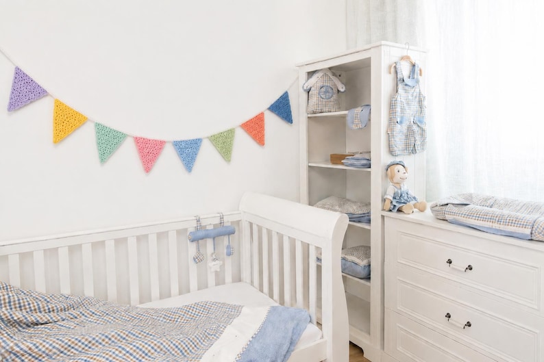 Handmade Crochet Bunting Garland: Pastel Nursery Decor, Birthday Party ...