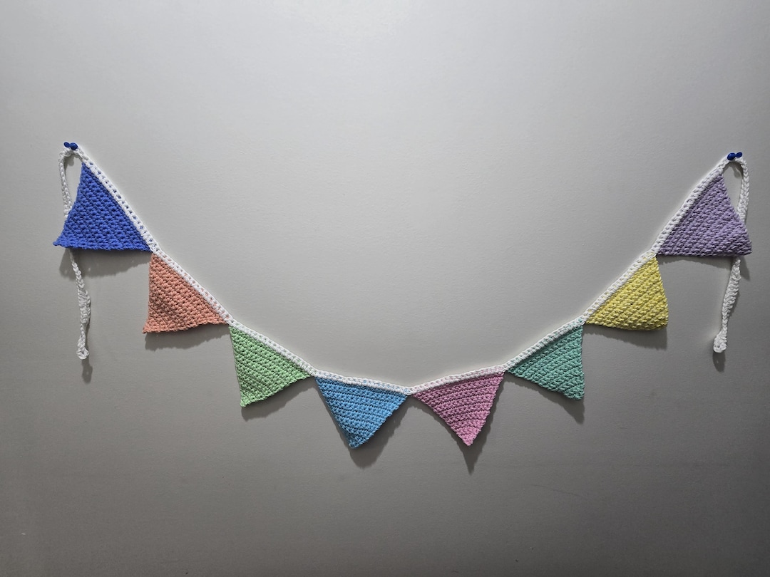 Handmade Crochet Bunting Garland: Pastel Nursery Decor, Birthday Party ...