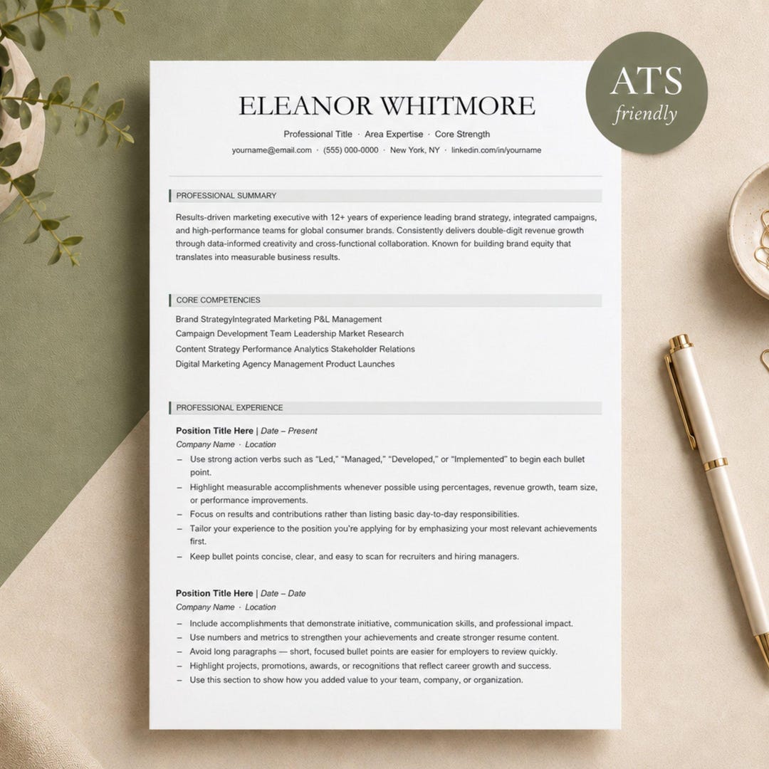 ATS Resume Template Word | Professional Resume Template Bundle | CV ...