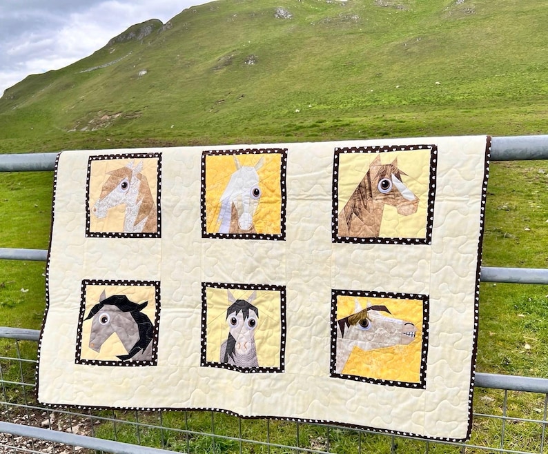 Paper Pieced Horse Quilt: Yellow & Brown Baby Toddler Bedding - Etsy