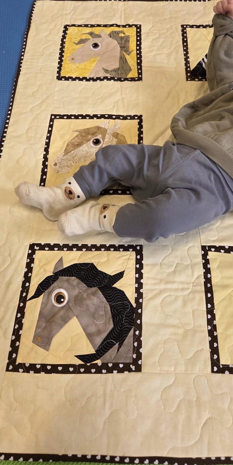 Paper Pieced Horse Quilt: Yellow & Brown Baby Toddler Bedding - Etsy