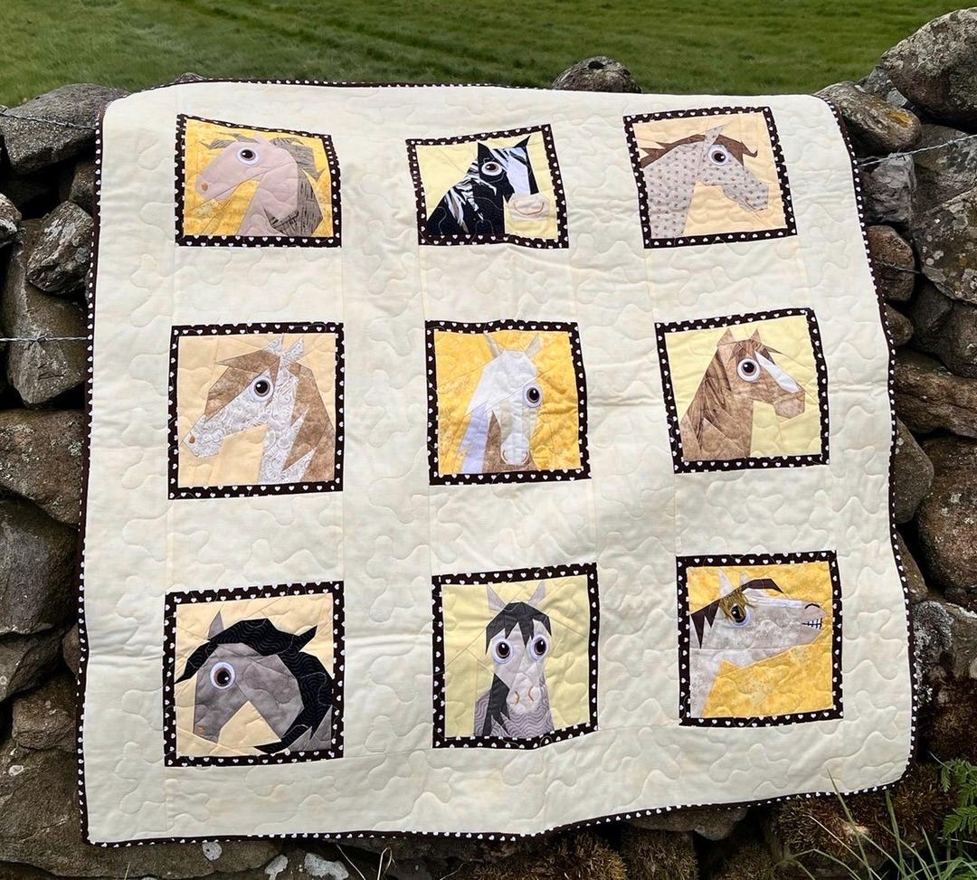 Paper Pieced Horse Quilt: Yellow & Brown Baby Toddler Bedding - Etsy