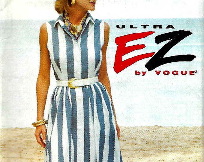 Vogue 8624 Ultra EZ Misses Front Buttoned Sleeveless Dress Pattern, 12 ...
