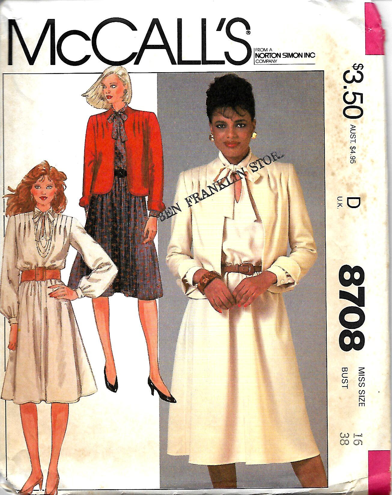 McCall's 8708 Misses Jacket And Pullover Dress Pattern | Etsy