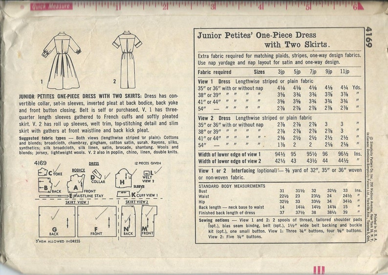 1960s Simplicity 4169 Junior Petites One-piece Dress Pattern - Etsy