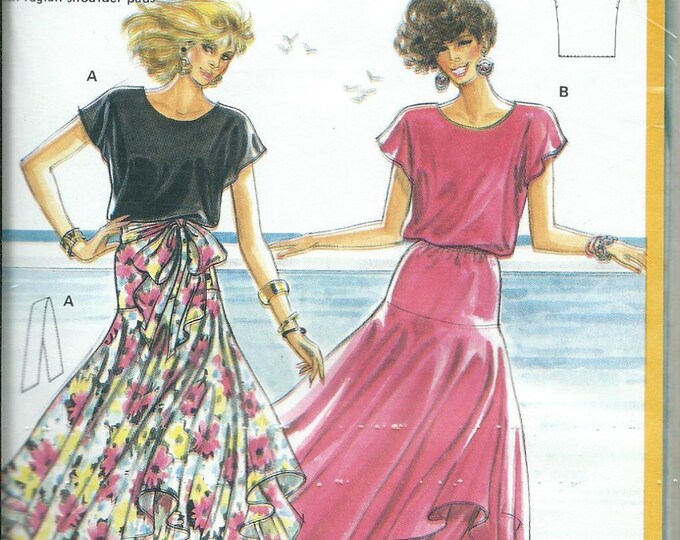 Burda 5765 Misses Super Easy Top & Scarf Hem Skirt and Sash - Etsy