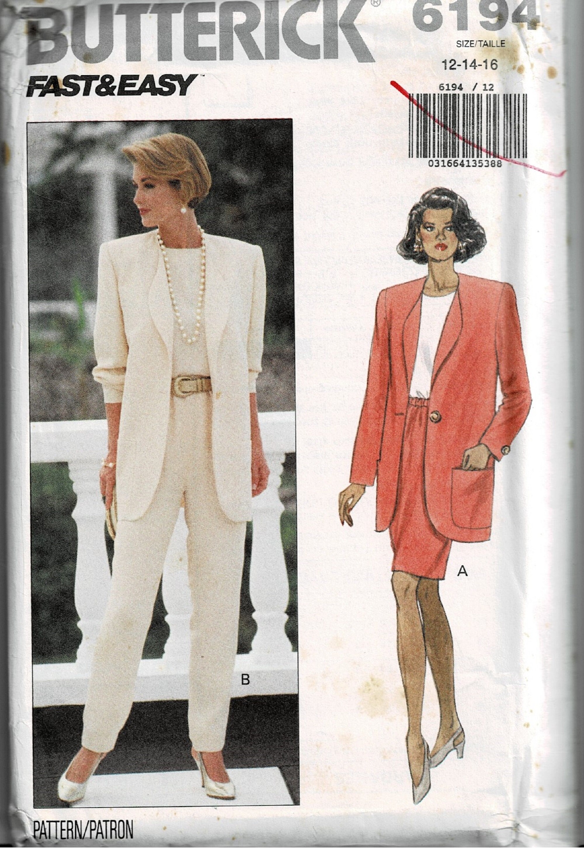 Butterick 6543 Sewing Pattern Women’s Loose-Fitting Jacket Skirt and ...