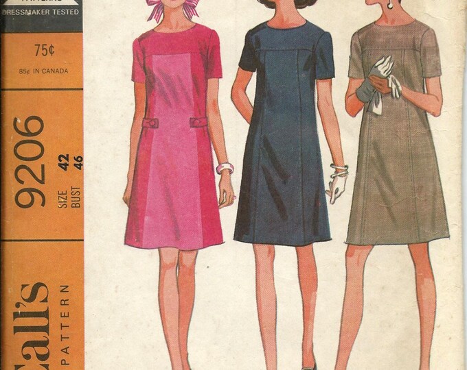 Women's Mccall's 9206 VTG 1960s A-line Dress Pattern, Size 42, Bust 46 ...
