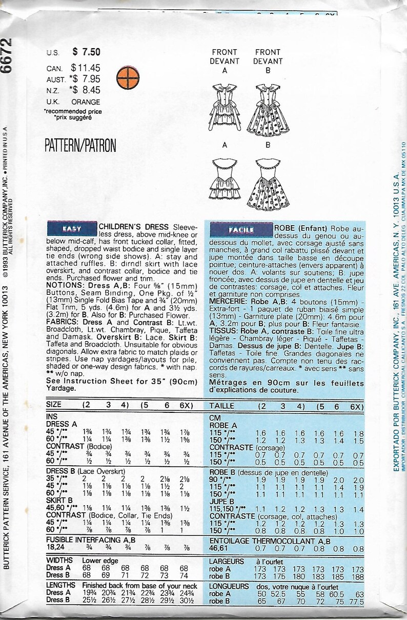 Butterick 6672 It's Enchanted Sewng Pattern Girls Dress - Etsy