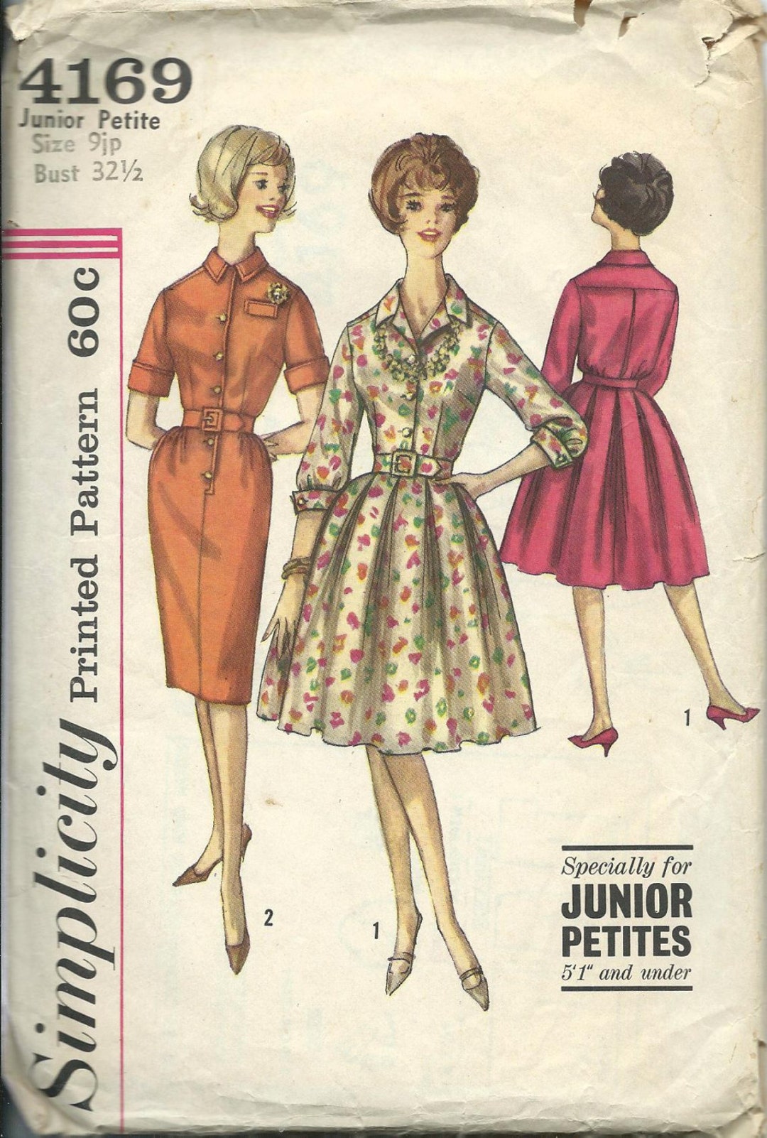 1960s Simplicity 4169 Junior Petites One-piece Dress Pattern With Two ...