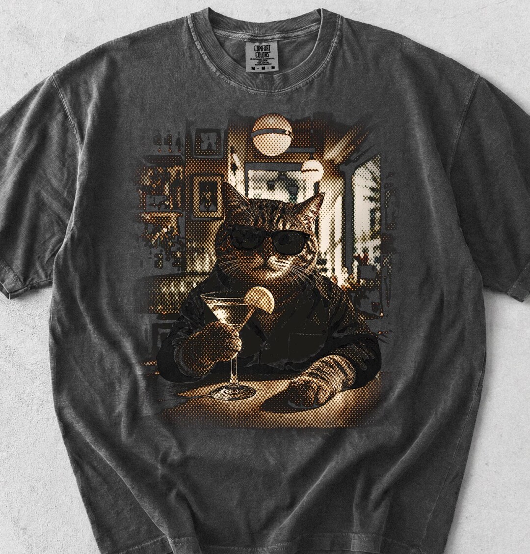 Cool Cat Pool Hall Graphic Tee | Retro Vintage Black Cat Sunglasses ...