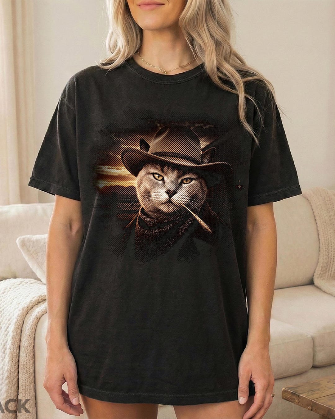 Vintage Cowboy Cat Portrait T-shirt, Western Rustic Animal Graphic Tee ...