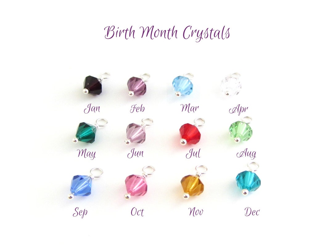 Sterling Silver Add on Crystal Birthstone Charm, 6mm Birth Month ...