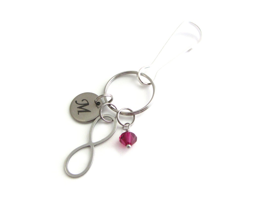 Infinity Bag Charm, Personalised Birthstone Crystal Purse Clip, Initial ...