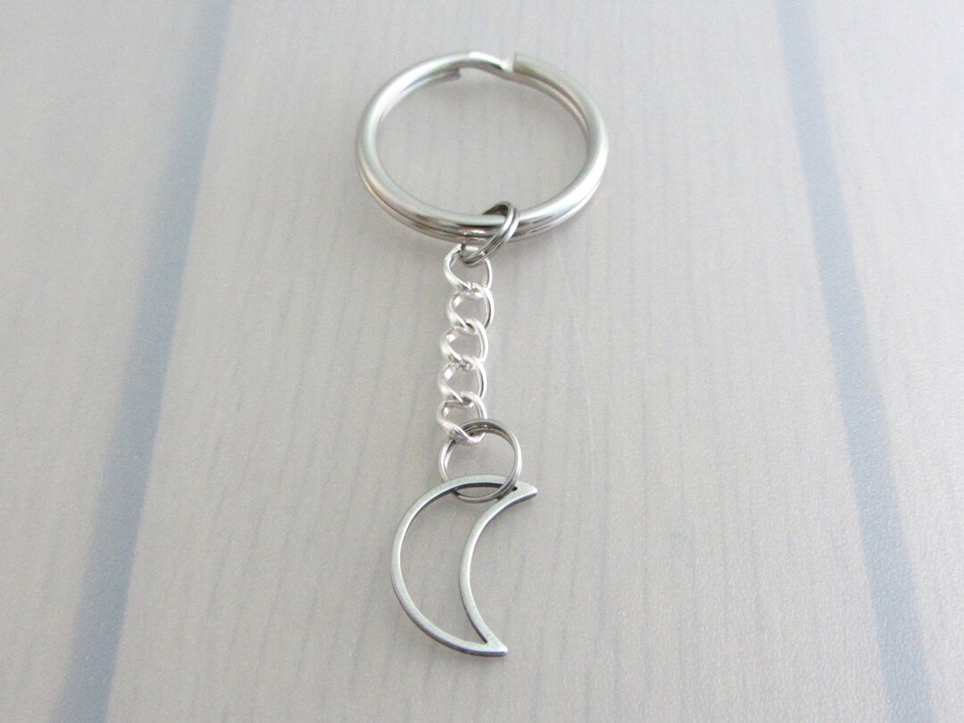 Hollow Moon Charm Keychain, Space Keyring, Crescent Moon Keychain ...