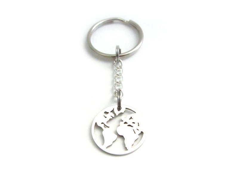 World Globe Charm Keychain Map Charm Keyring Adventure - Etsy UK