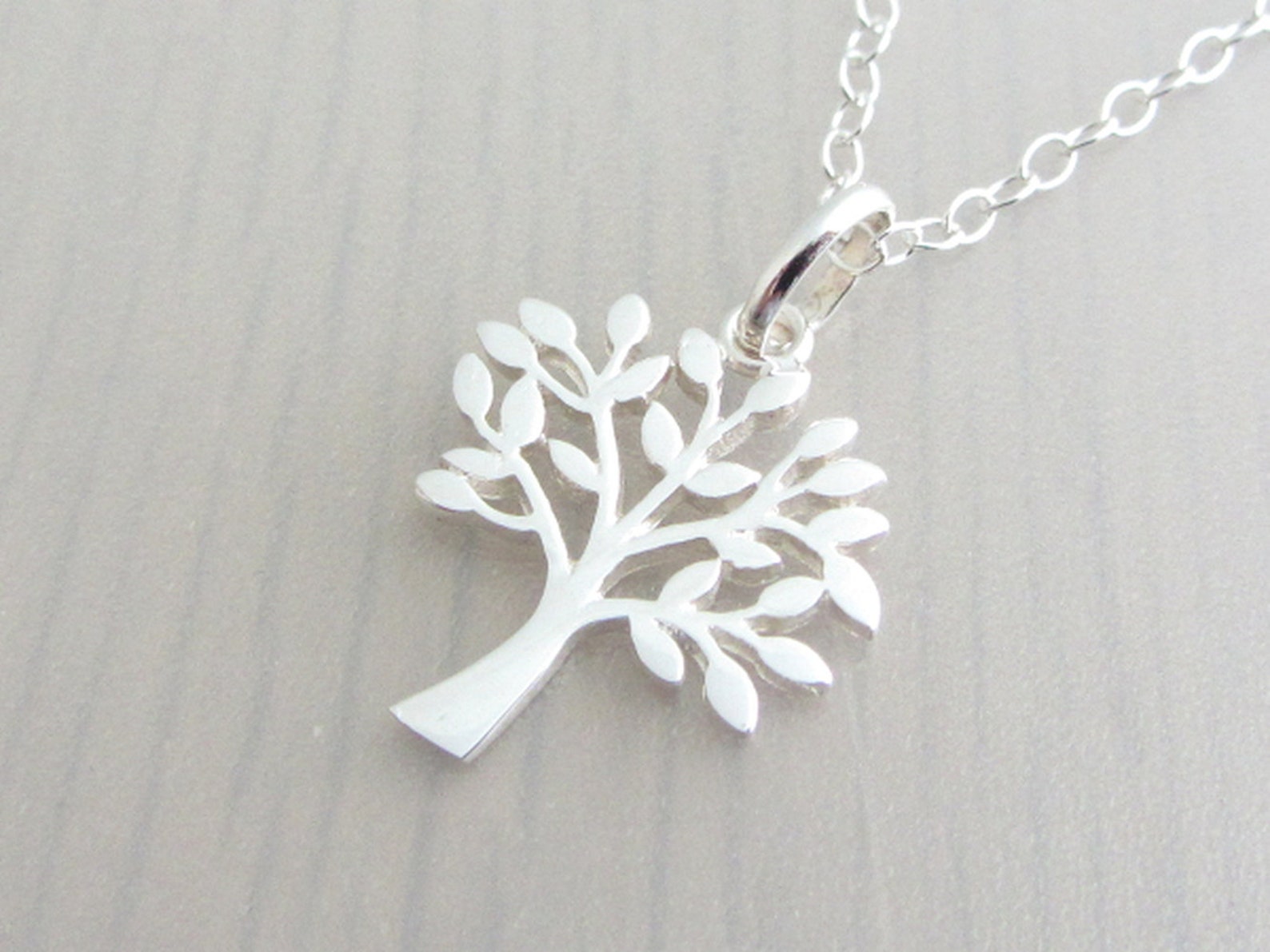 Sterling Silver Tree Charm Necklace Dainty Silver Tree - Etsy
