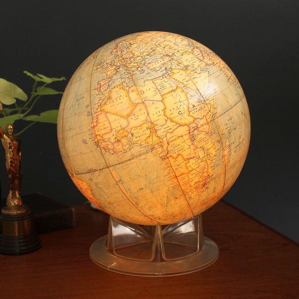 Vintage Lighted Globe on Stand - Etsy