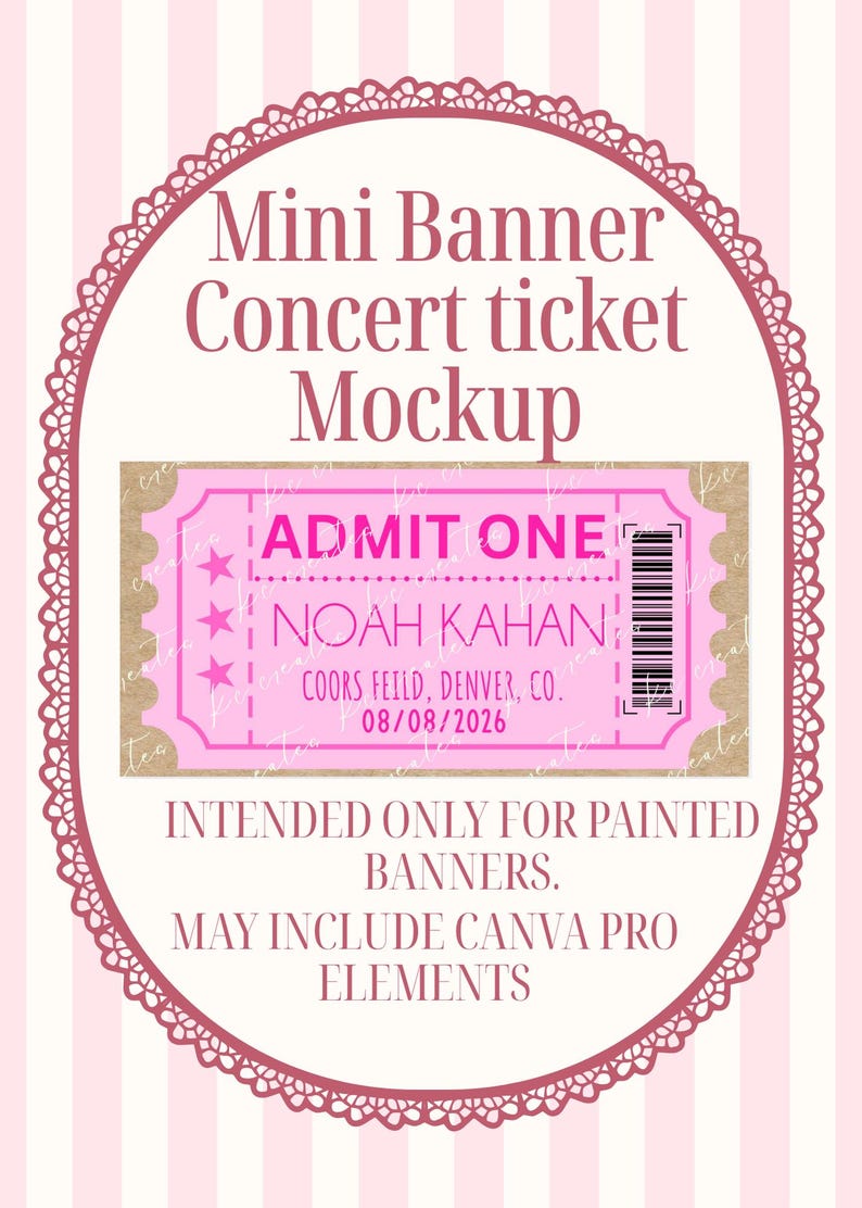Pink Retro Admit One Ticket Banner Mockup (digital Design) - Etsy