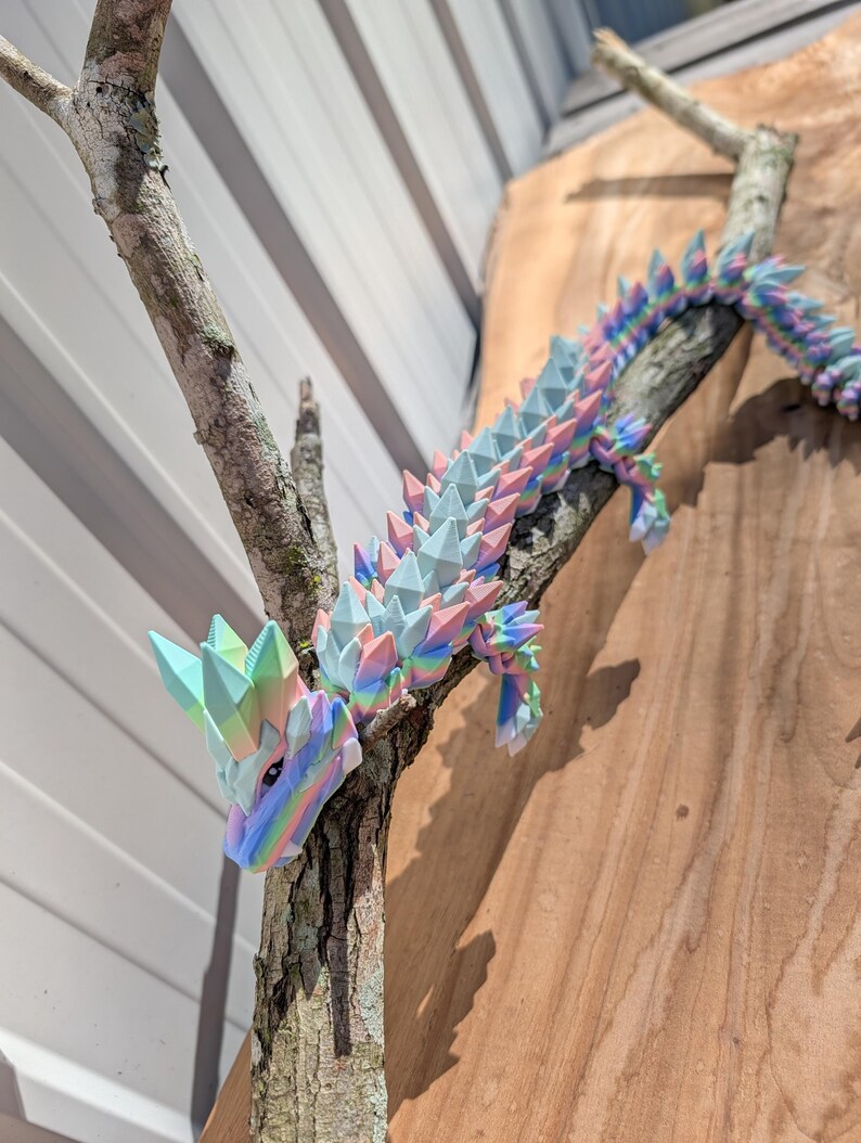 Articulated Crystal Dragon – Matte Rainbow, Pastel Green - 68cm - Etsy