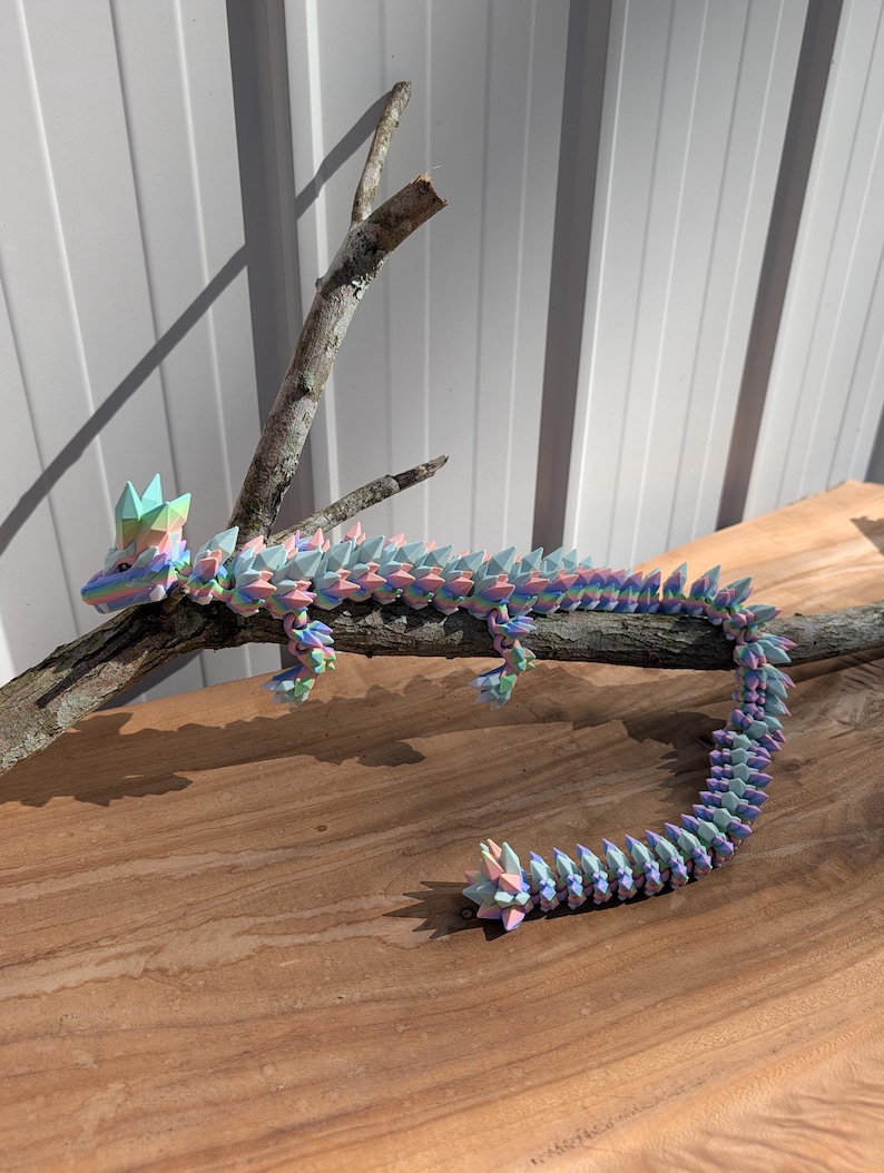 Articulated Crystal Dragon – Matte Rainbow, Pastel Green - 68cm - Etsy