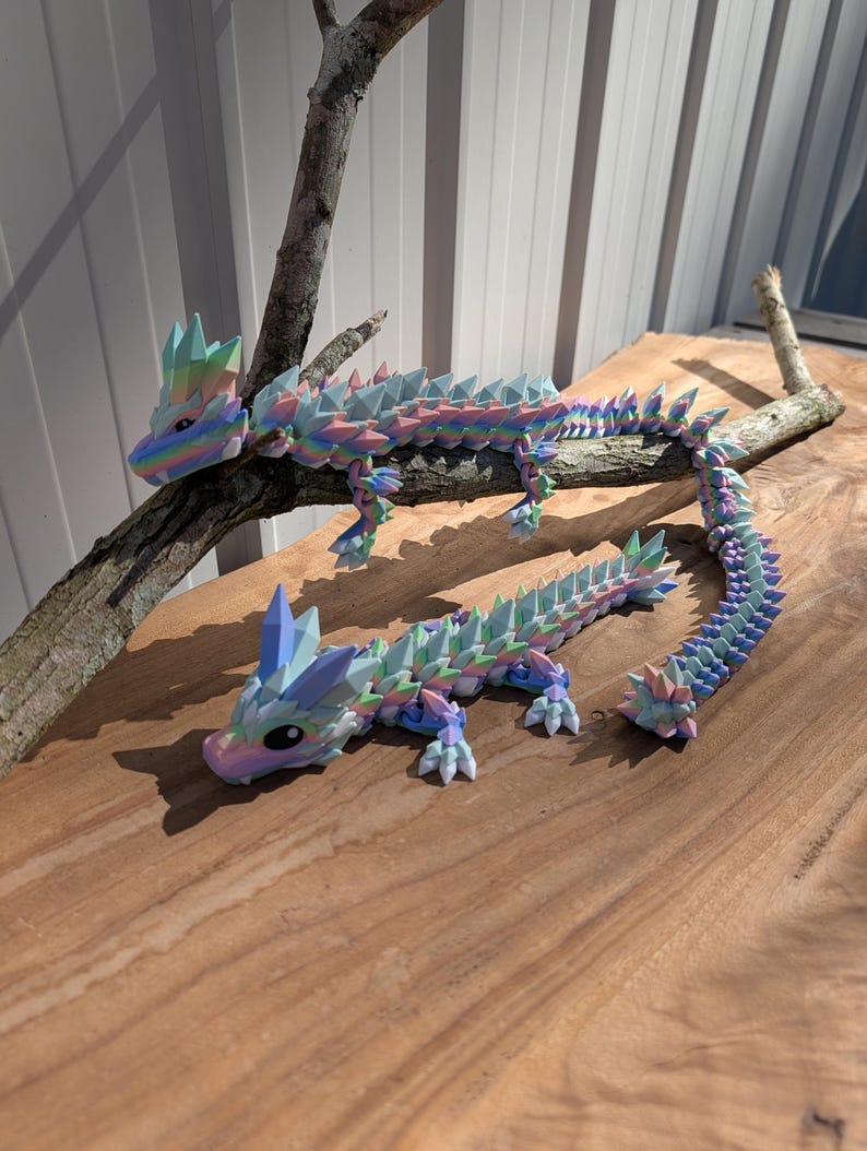 Articulated Crystal Dragon – Matte Rainbow, Pastel Green - 68cm - Etsy
