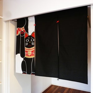 Japanese Noren Cat Fabric, Black Cat Curtain, Noren Curtain, Japanese ...